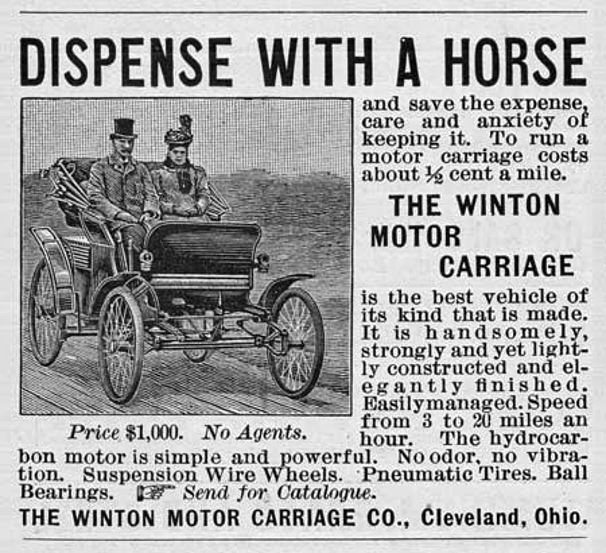 July 30, 1898 - The first printed automobile advertisement - This Day ...